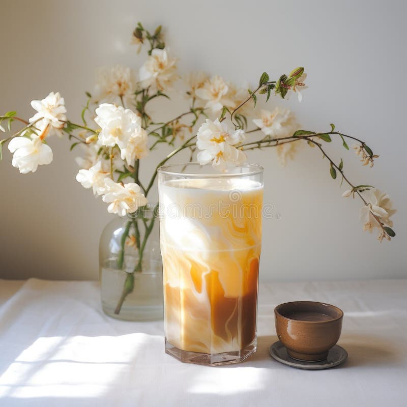 Iced Coffee in Beautiful Glass on the Table Favorite Cup of Coffee ...