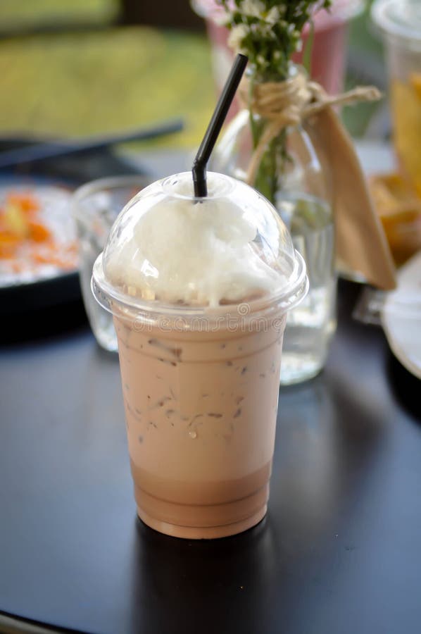 Iced Coffee ,iced Cappuccino Stock Photo - Image of package, foam ...