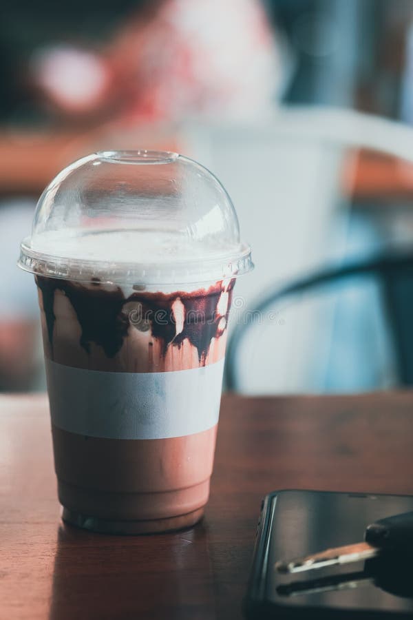 Iced Coffee and Car Key on a Wooden Table Stock Photo - Image of desk ...