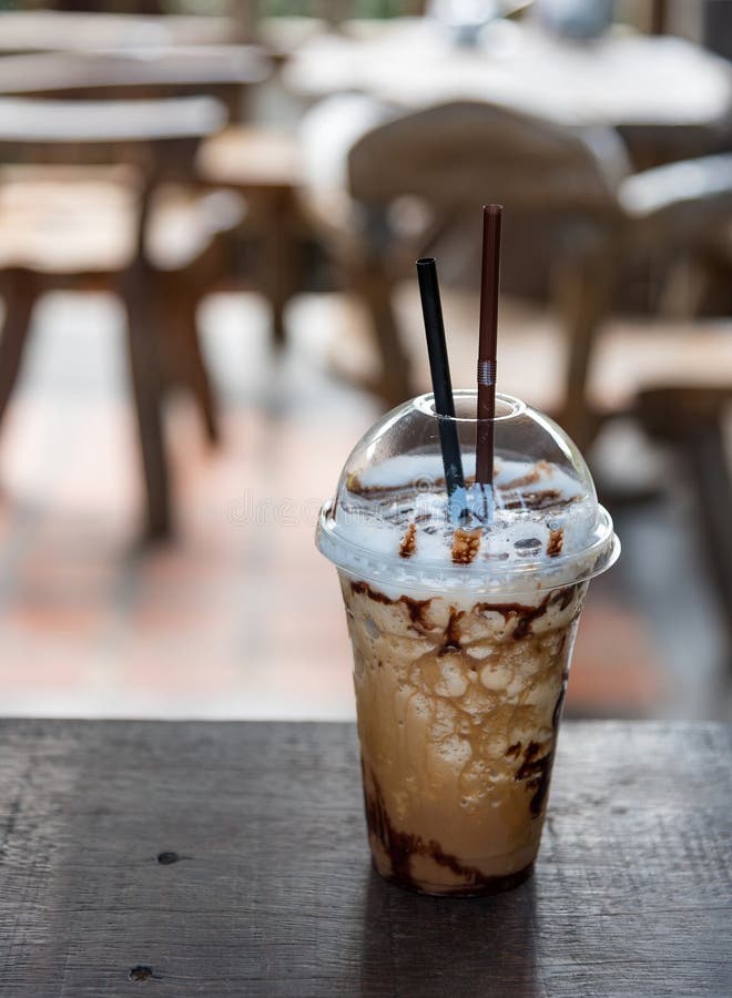 Iced Coffee with Caramel Syrup and Whipped Cream Stock Image - Image of ...