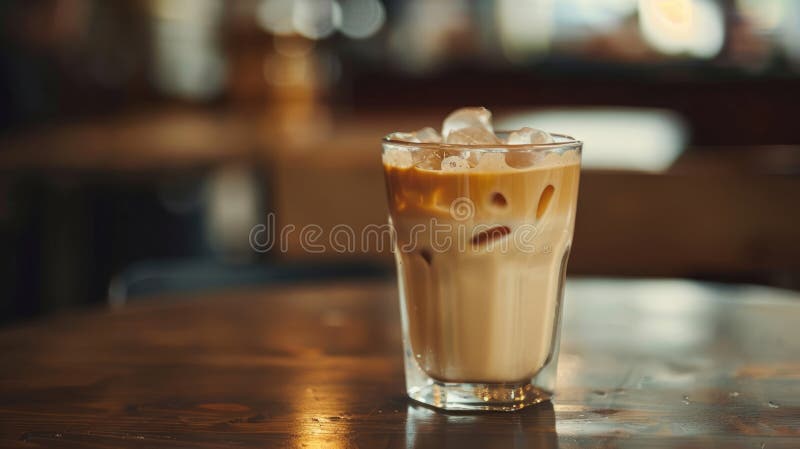 Iced Coffee Cubes with Milk. Glass of Cold Coffee with Ice Cubes Stock ...