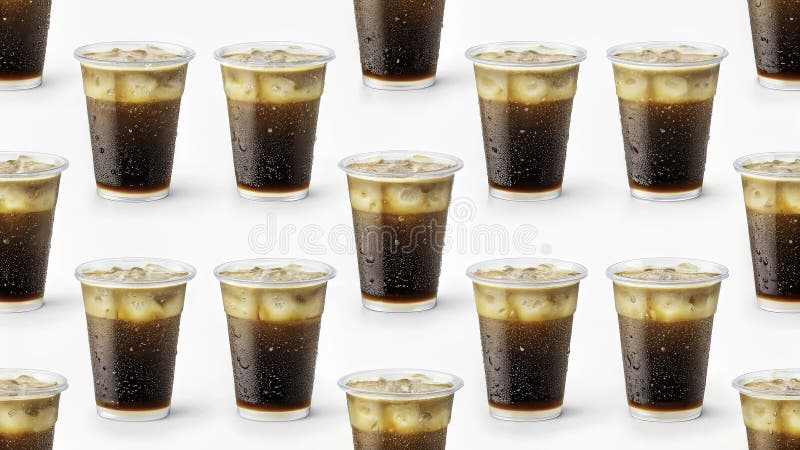 Iced Coffee Cups Arranged in a Neat Pattern Displaying Refreshing ...