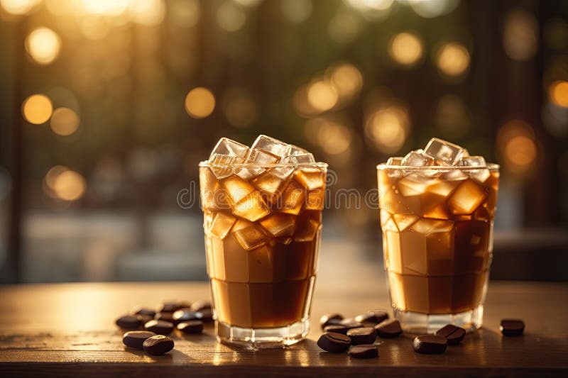 Iced Coffee Cups Top Side View. Ai Generative Stock Illustration ...