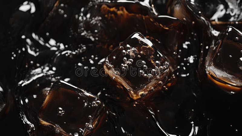 Iced Coffee with a Dark Roast Look and Ice Cubes. Stock Illustration ...