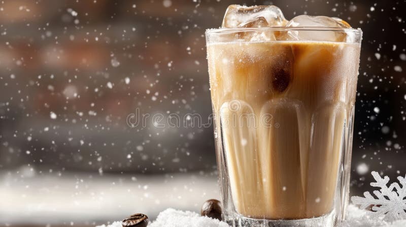Iced Coffee Delight in Cozy Winter Setting Stock Photo - Image of cream ...