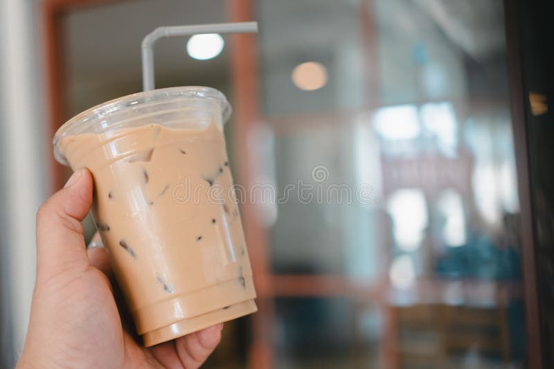 Iced Coffee in Disposable To Go Cup Stock Photo - Image of barista ...