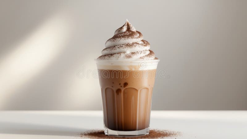 Iced Coffee Drink Layered with Cocoa Powder Topping Stock Image - Image ...