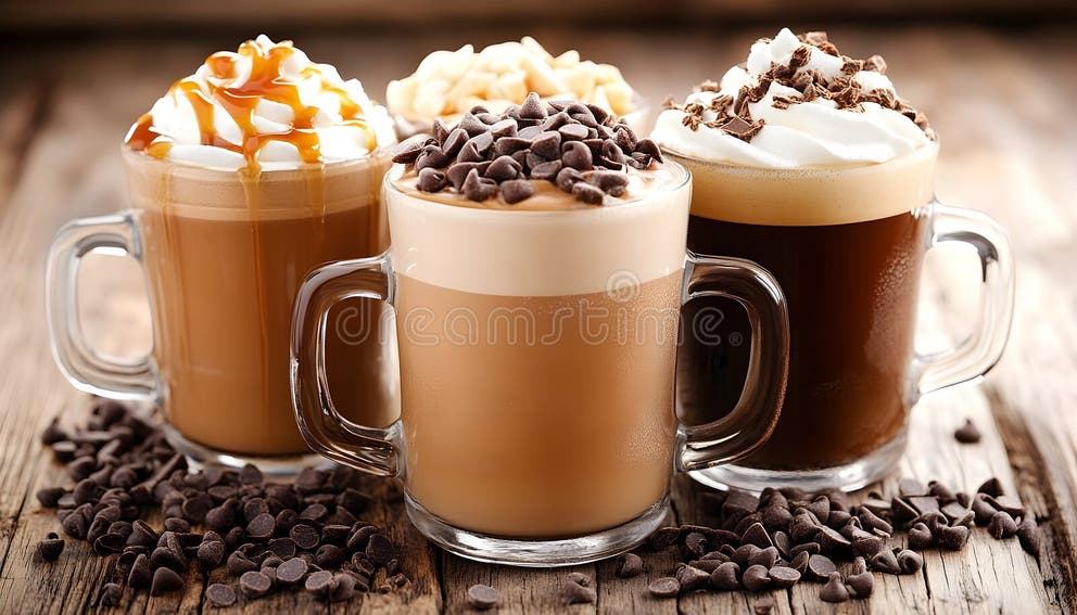 Delicious Coffee Creations stock illustration. Illustration of toppings ...