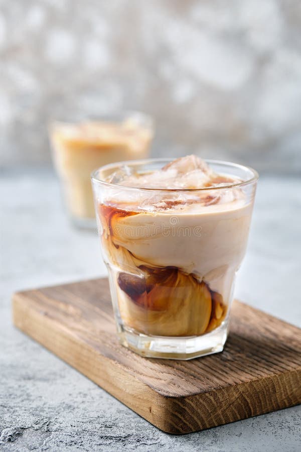 Iced Coffee with Fat Cream in Rocks Glass Stock Image - Image of iced ...