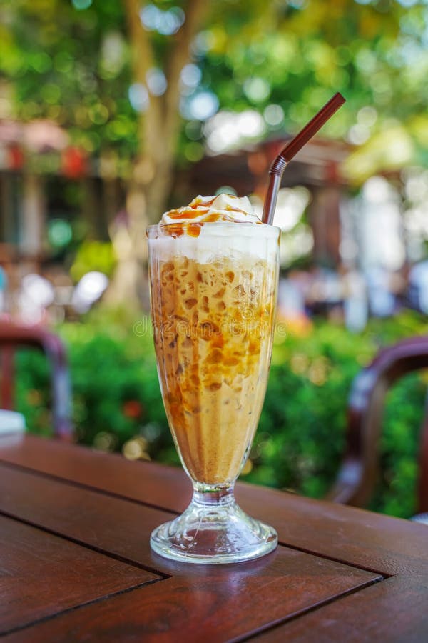 Ice Coffee Float Glass with Cactus Background Stock Image - Image of ...