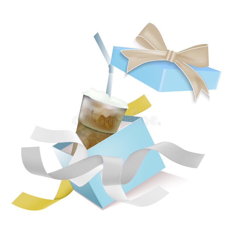 Iced coffee in a gift box stock vector. Illustration of beverage ...