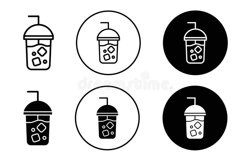Iced Coffee with Ice Cubes Icon Outline Flat Icon Stock Vector ... Iced Coffee with Ice Cubes Icon Outline Flat Icon Stock Vector ...