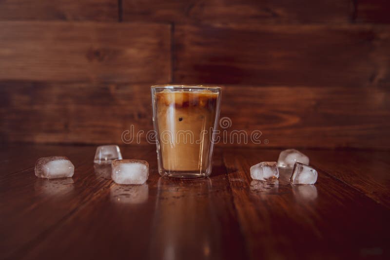 Iced Coffee with Ice on Table Stock Image - Image of glass, frappuccino ...