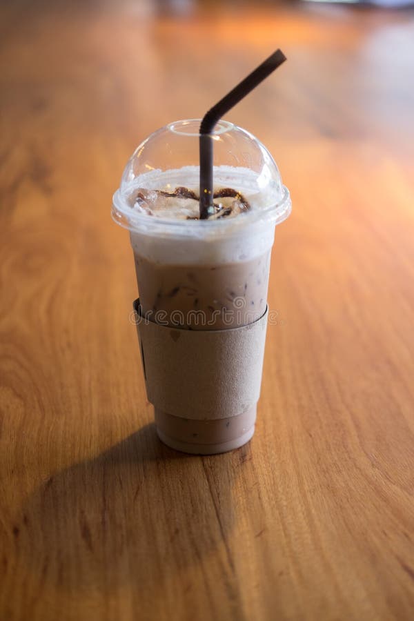 Iced Coffee with Ice in Plastic Cup Stock Photo - Image of delicious ...