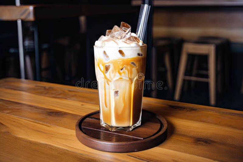 Iced Coffee Latte, Drizzled with Warm Caramel Sauce Stock Illustration ...