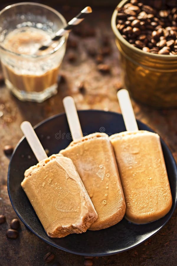 Iced coffee lollies stock image. Image of brown, cool - 93122055
