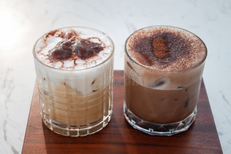 Iced Coffee with Micro Foam in Coffee Shop Stock Photo - Image of ...