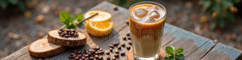 Iced Coffee Milk Beans Rustic Wooden Table Outdoors Stock Photos - Free ...