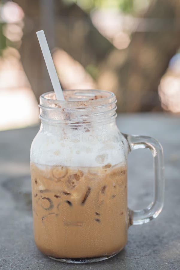 Iced Coffee with Milk in Mason Jars Stock Image - Image of milk, fresh ...