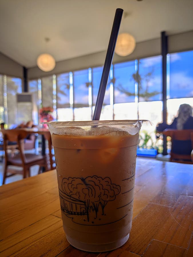 Iced Coffee Milk in Plastic Take Away Glass Stock Image - Image of ...