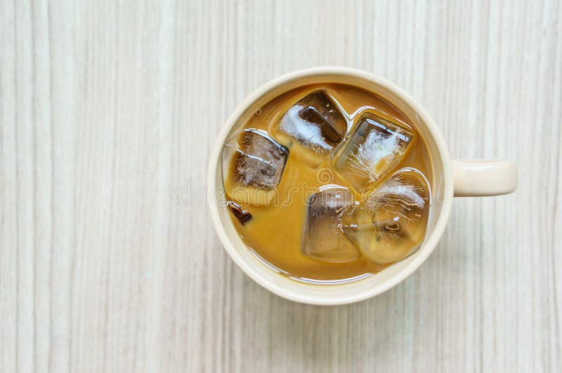 Iced Coffee in Mug on Wooden Stock Photo - Image of diet, espresso ...