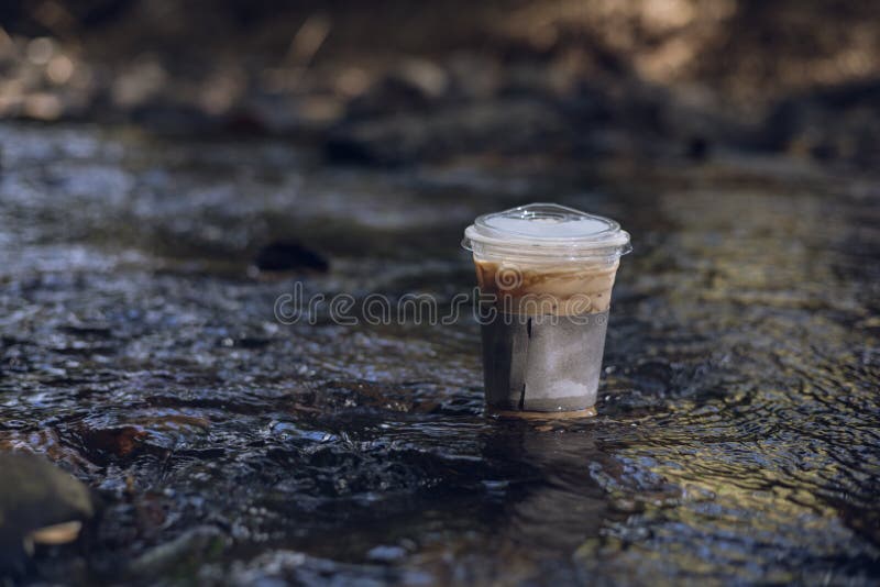Iced Coffee with Nature View beside the Stream Stock Image - Image of ...