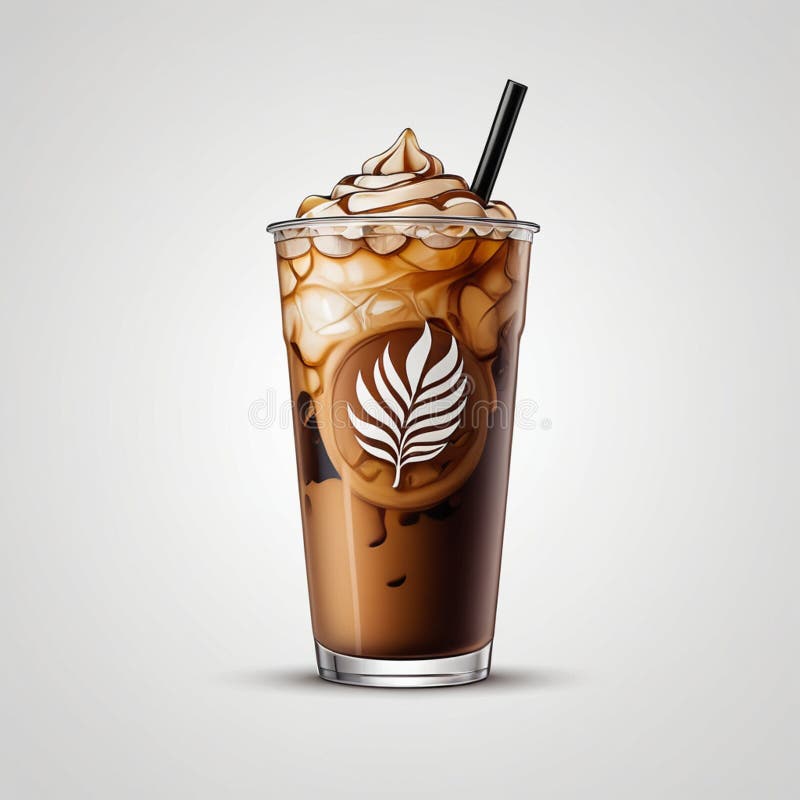 Iced Coffee Refreshment Concept on White Background Logo Design Stock ...