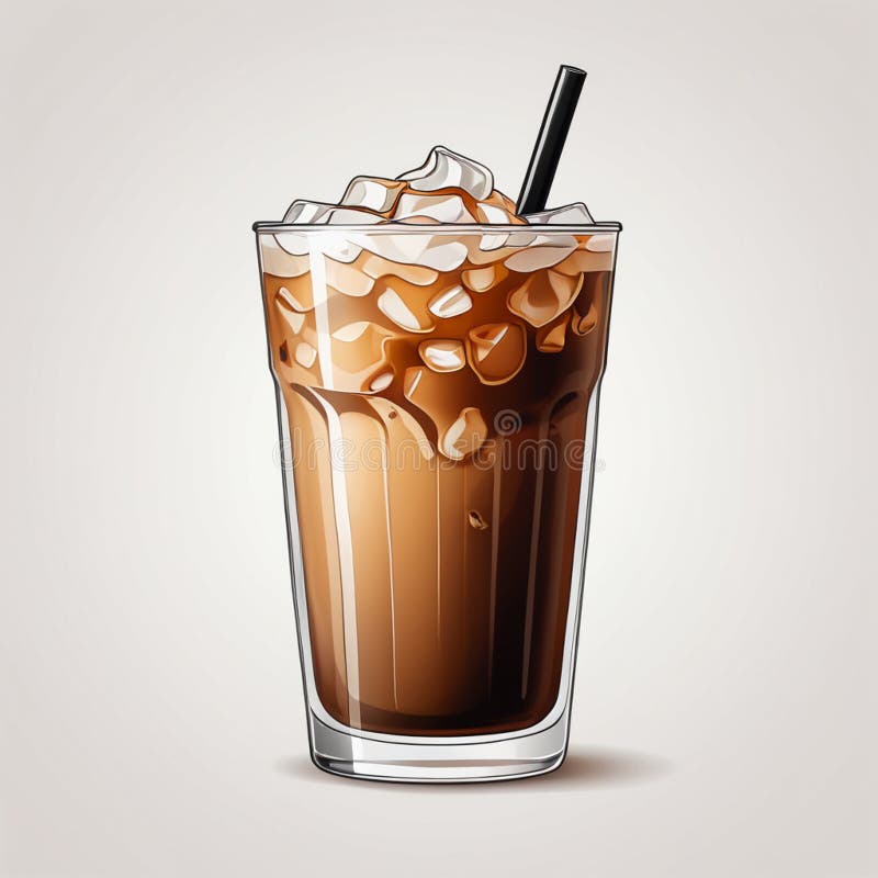 Iced Coffee Refreshment in Glass Vector Illustration Stock Illustration ...
