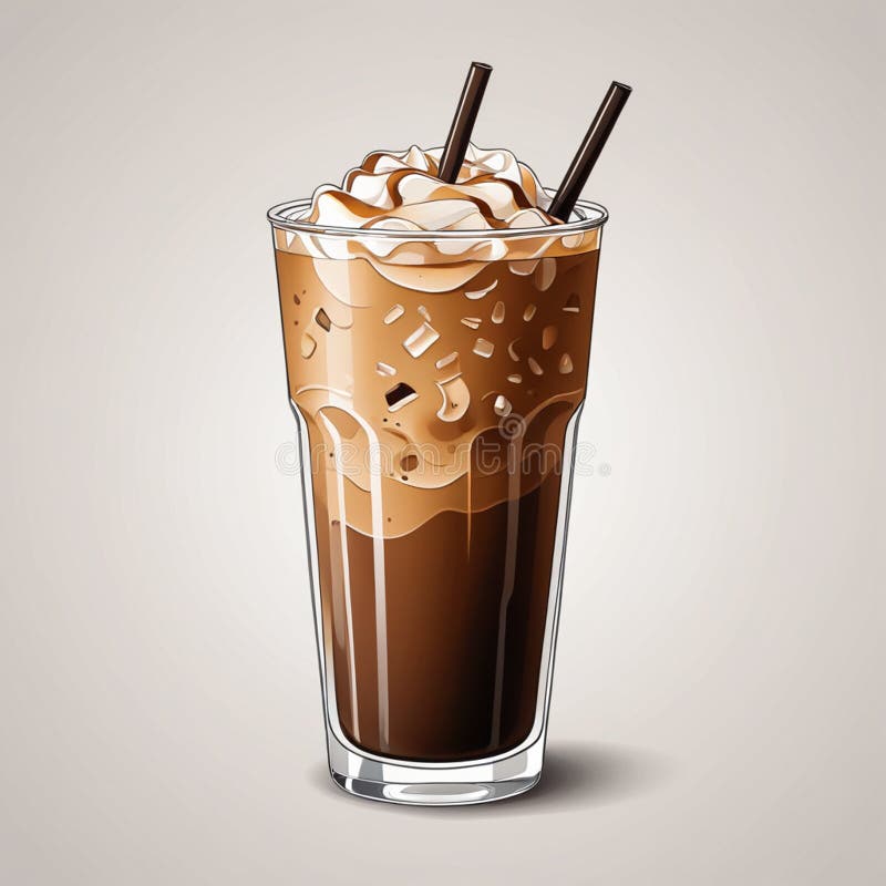 Iced Coffee Refreshment in Glass Vector Illustration Stock Illustration ...
