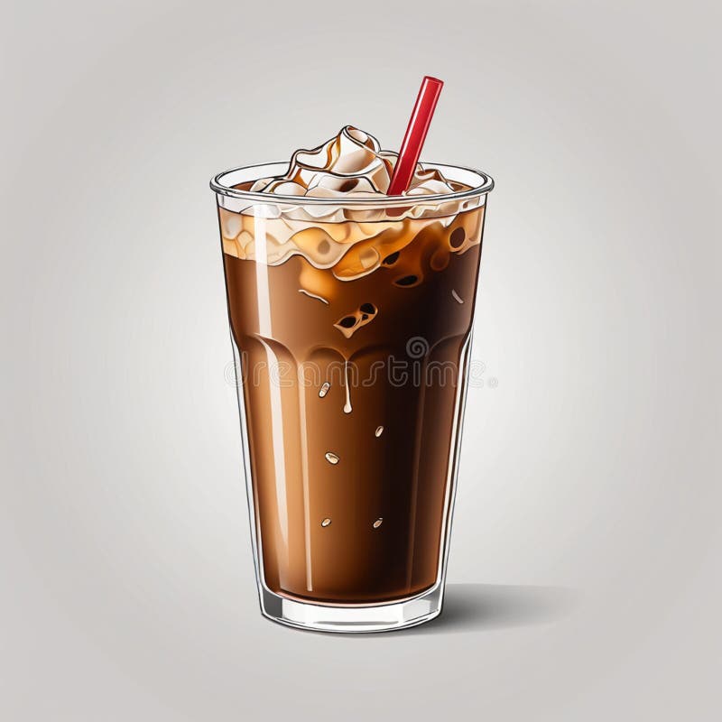 Iced Coffee Refreshment in Glass Vector Illustration Stock Illustration ...