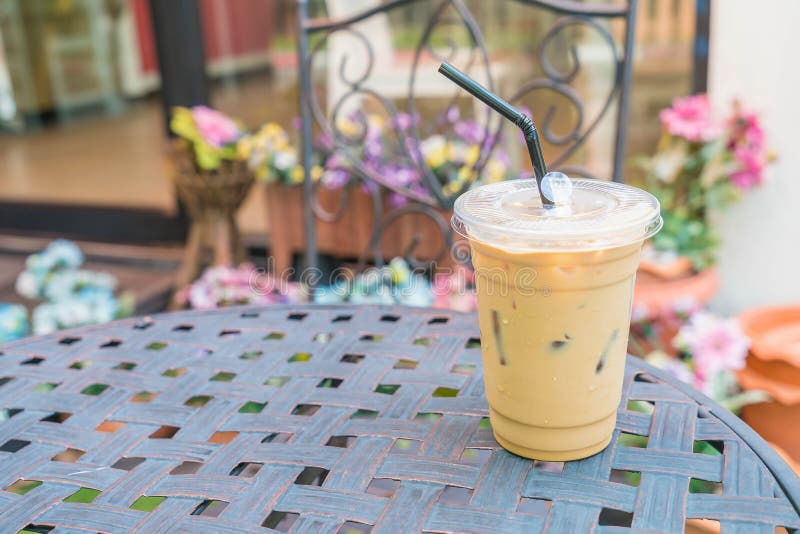 Iced coffee stock image. Image of food, table, cold, latte - 91651637