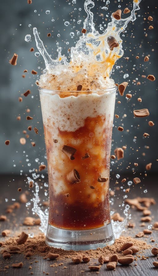 Iced Coffee with Splash Effect Stock Image - Image of beans, cream ...