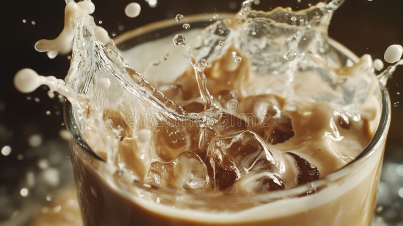 Iced Coffee Splash with Ice Cubes Stock Illustration - Illustration of ...