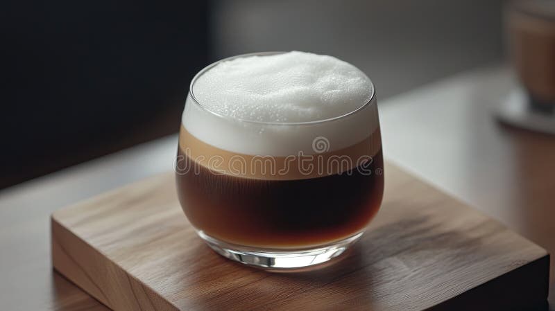 Iced Coffee Topped with Milk Foam, Modern Style. Stock Image - Image of ...