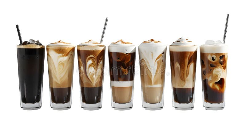 Iced Coffee Variations stock illustration. Illustration of creamy ...