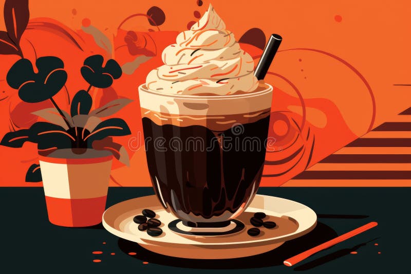 Iced Coffee with Whipped Cream Indulgence. Refreshing Cold Brew Delight ...