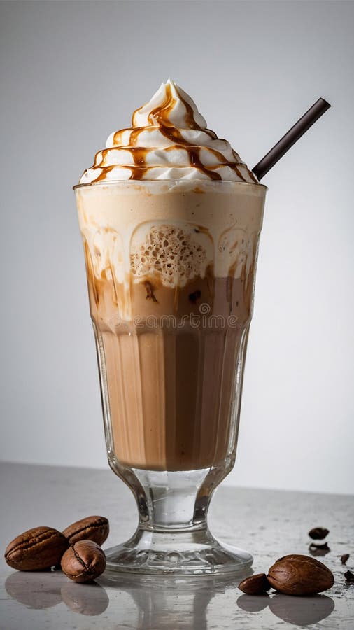 Iced Coffee with Whipped Cream on Top and a Drizzle of Caramel Sauce ...