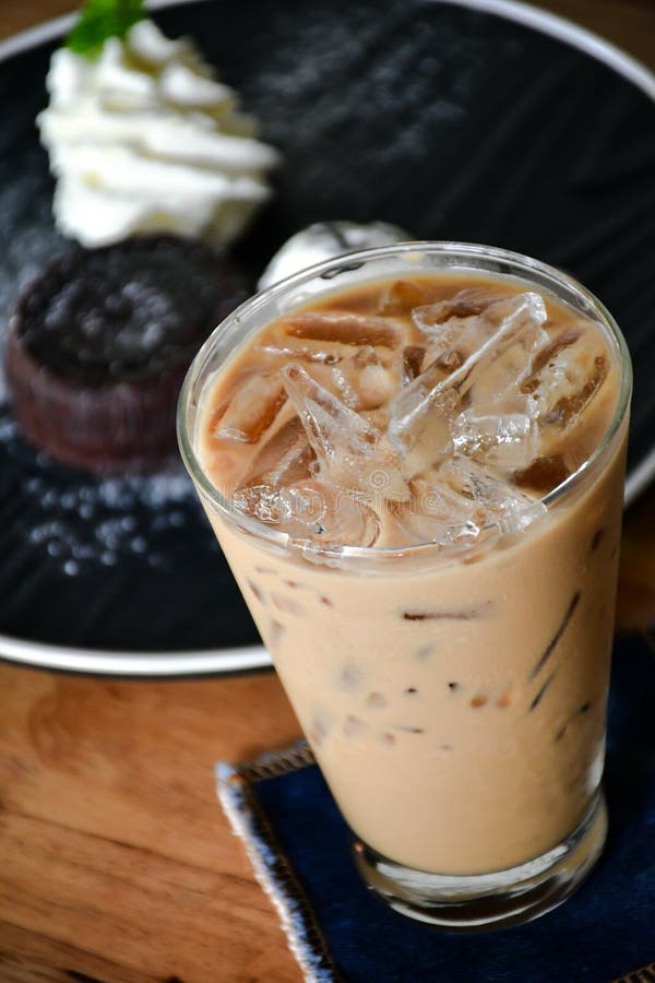 Iced Coffee on Wooden Table Stock Image - Image of black, beverage ...