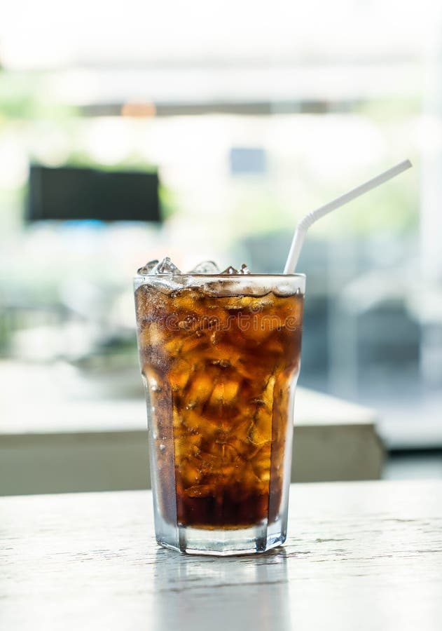 Iced cola on the table stock image. Image of bubbles - 93713881