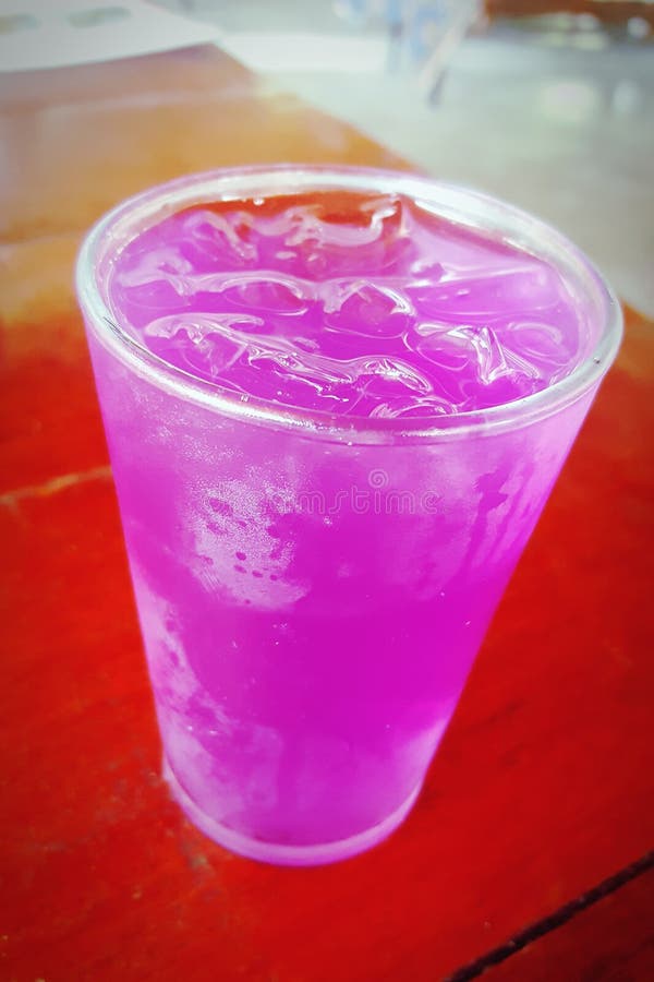 Iced Pink Fresh Milk In Plastic Cup After Drink Finished Stock Image ...