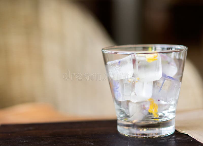 Iced Cube in Glass for Cold Drink at Cafe Stock Image - Image of clean ...