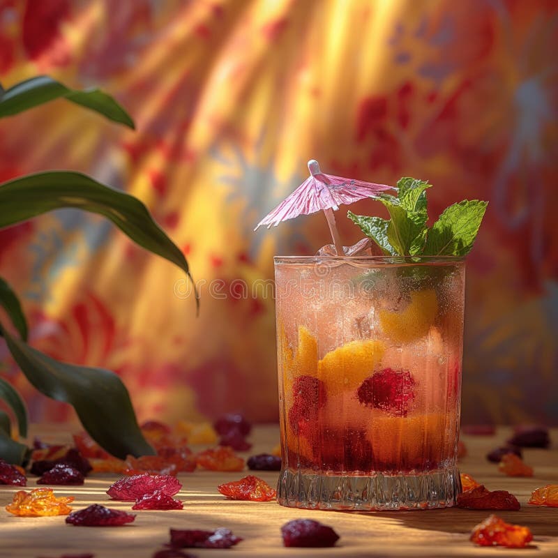 Refreshing Fruit Cocktail with Mint Leaves Stock Image - Image of ...