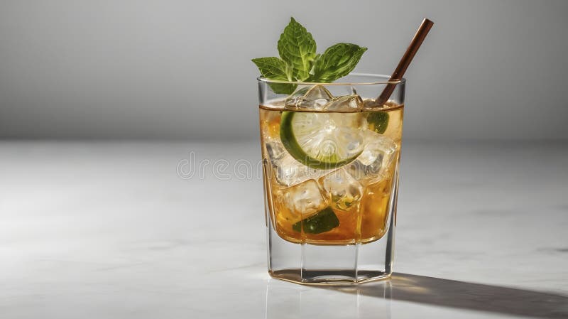 Iced Drink Showcased on a Sleek White Background. Stock Image - Image ...