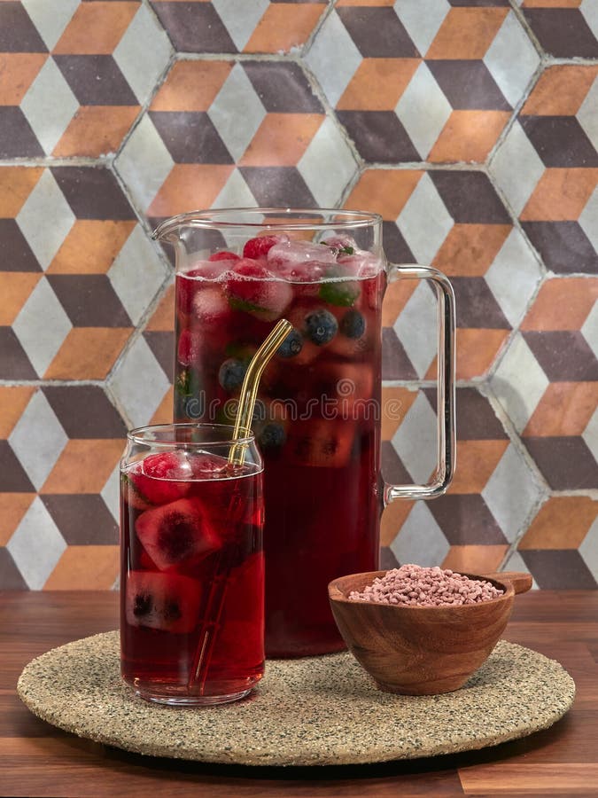 Iced Fruit Tea Made from Instant Tea Granules Stock Image - Image of ...