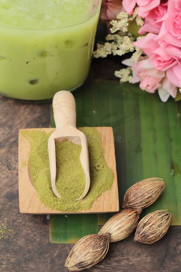 Iced Green Tea and Matcha Tea Powder. Stock Photo - Image of japanese ...