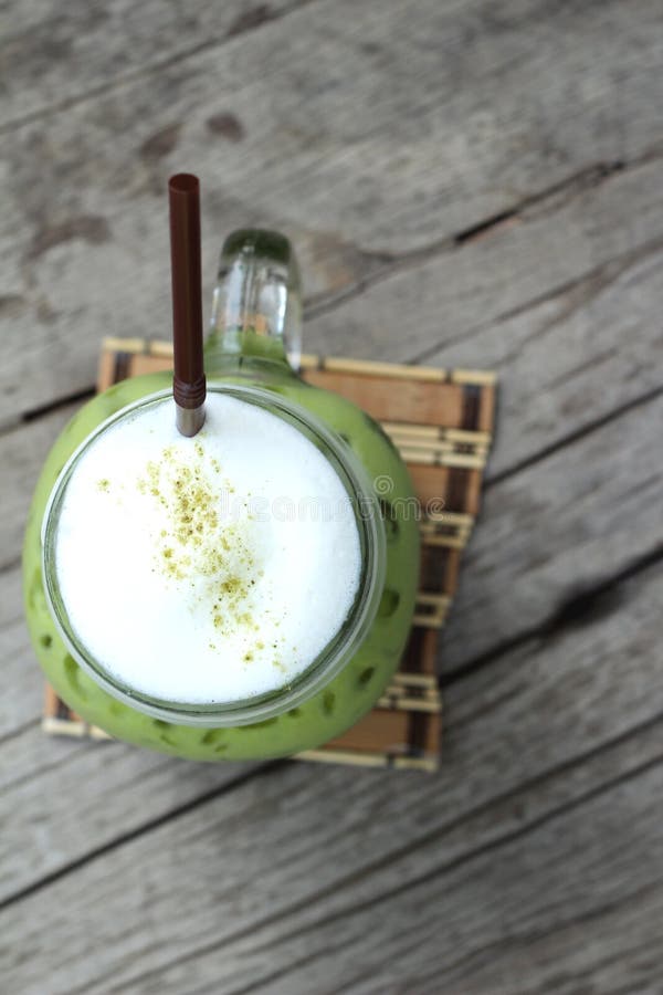 Iced Green Tea and Milk is Delicious Stock Image - Image of iced, cold ...