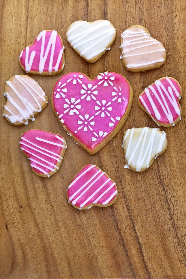 Iced heart shaped cookies. stock image. Image of background - 37110101