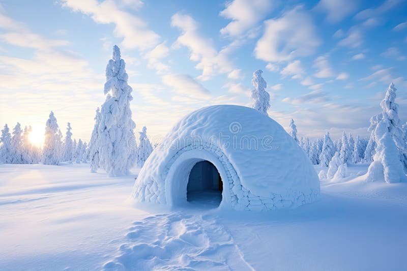 Iced Igloo in Winter AI Generated Stock Image - Image of architecture ...