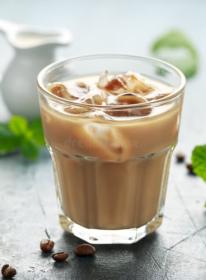 Iced Latte Coffee in a Glass with Cold Milk. Summer Drink Stock Image ...