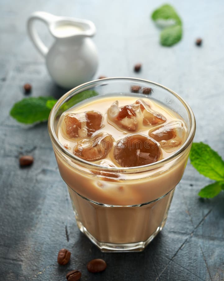 Iced Latte Coffee in a Glass with Cold Milk. Summer Drink Stock Photo ...